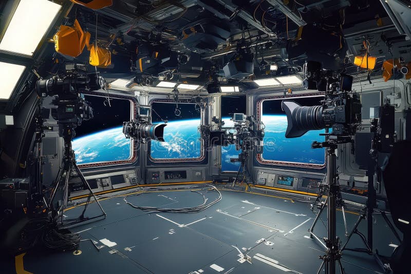 High-tech Filming Studio with Stunning Earth Views from Space Station ...