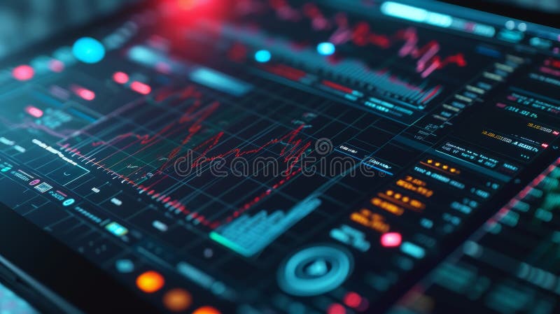 High-tech Financial Charts on Tablet Screen Stock Image - Image of ...