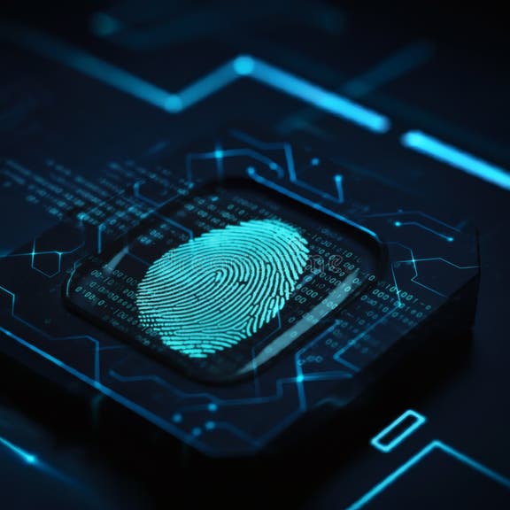 High-tech Fingerprint Scanner Biometric Authentication System, Futuristic Digital Security ...