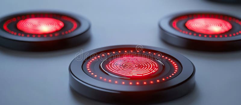 High-tech Fingerprint Scanner with Glowing Red Light Stock Image ...