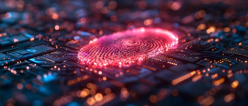 High-Tech Fingerprint Security on Circuitry. Concept Fingerprint ...