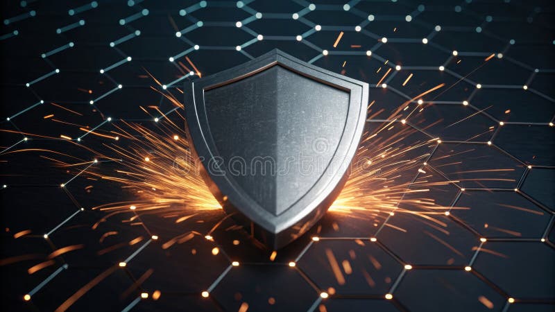 High-tech Firewall Shield Under Cyber Attack Displaying Sparks and ...