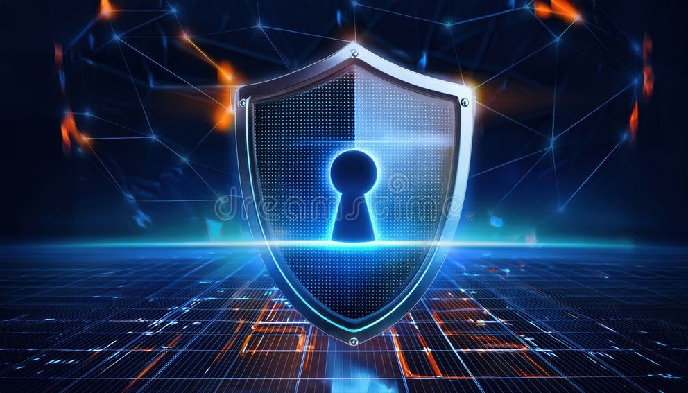 High-tech Firewall Shield Under Cyber Attack with Glowing Blue Light ...