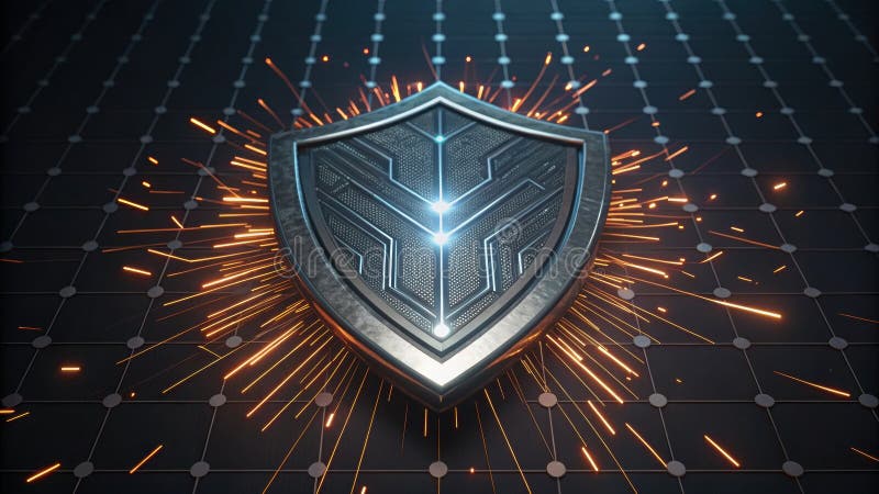 High-tech Firewall Shield Under Cyber Attack with Sparks Indicating ...