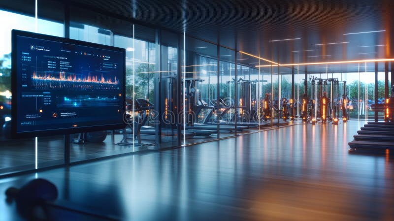 High-tech Fitness Studio with Advanced Equipment and Smart Display for ...