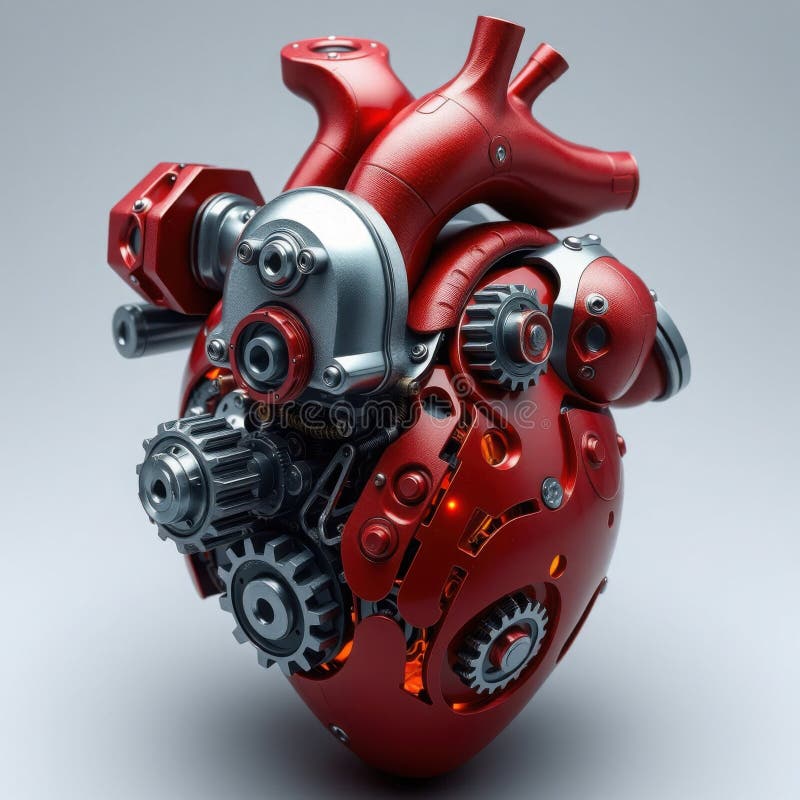 High-tech Flaming Mechanical Heart with Motor and Gears Stock ...