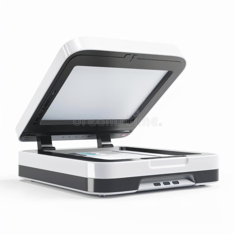 High-tech Flatbed Scanner with Open Lid for Digital Document Conversion ...