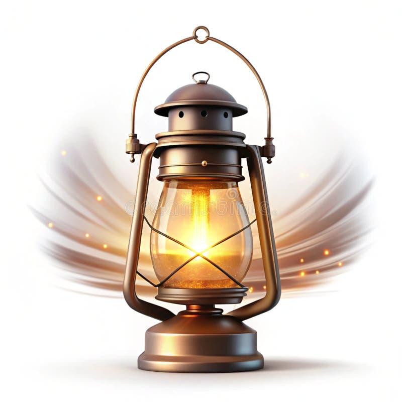 Floating Glowing Lantern with Animated Wind Effect Stock Illustration ...