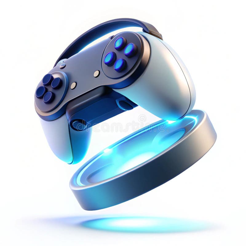 Floating Glowing VR Controller with Animated Interaction Effects Stock ...