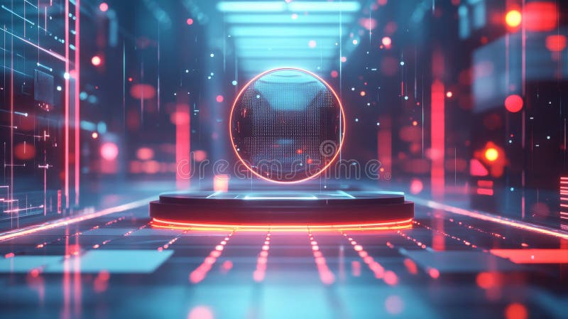 A High-tech, Floating Product Pedestal with a Reflective, Holographic ...