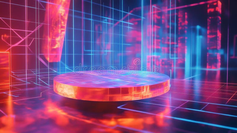 A High-tech, Floating Product Pedestal with a Reflective, Holographic ...