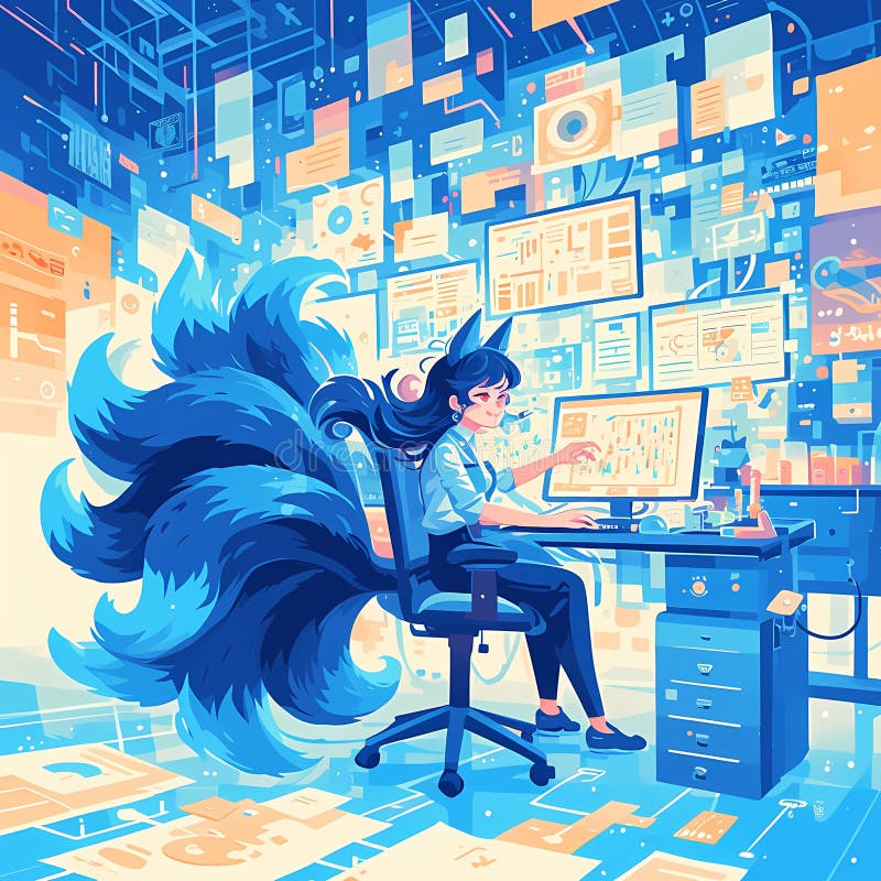 High-tech Fox Character, Professional Work Environment Stock ...