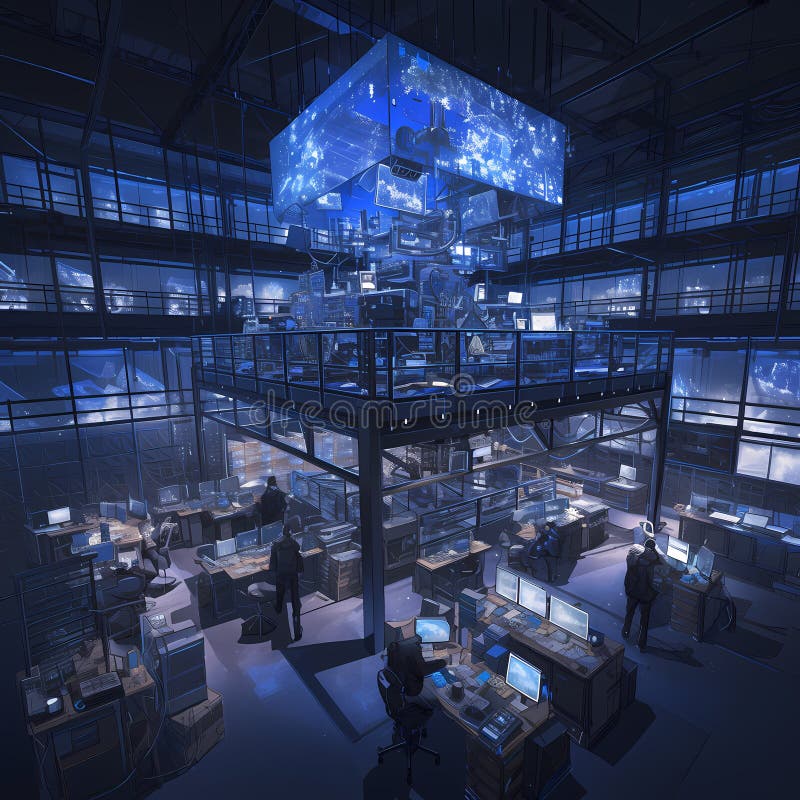 High-Tech Future Office stock illustration. Illustration of virtual ...