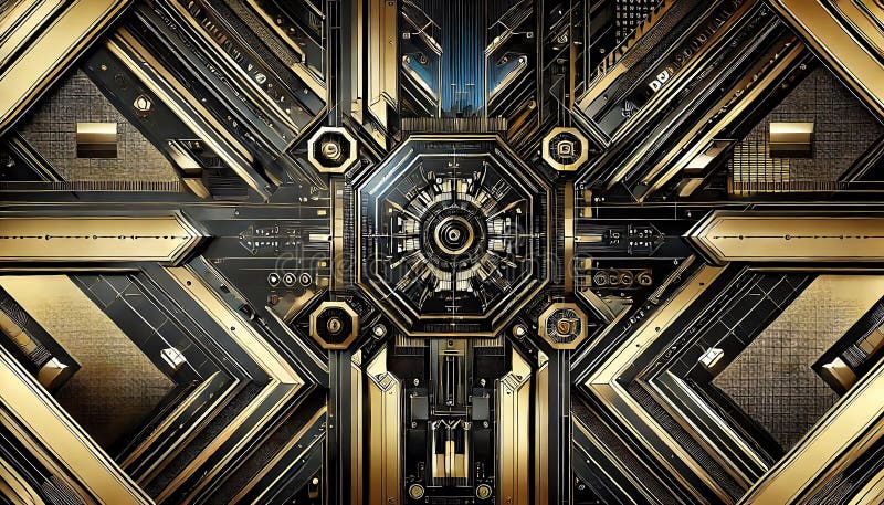 High-tech Futuristic Background with Black and Gold Contrast, Sharp ...