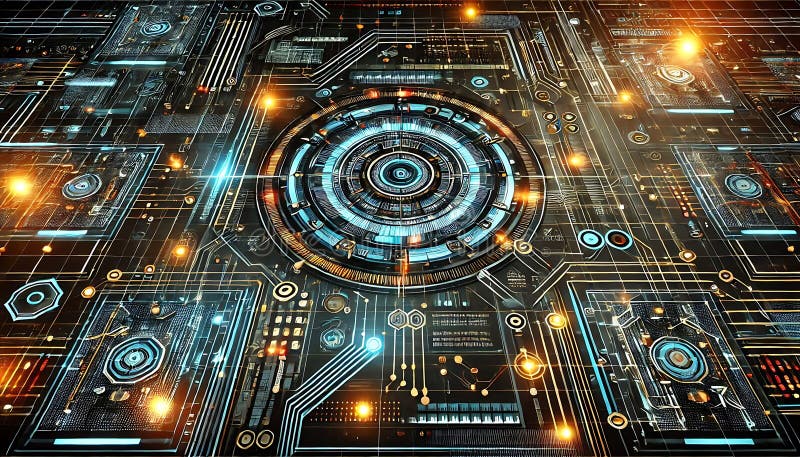 High-tech Futuristic Background Featuring Glowing Circuitry, Digital ...