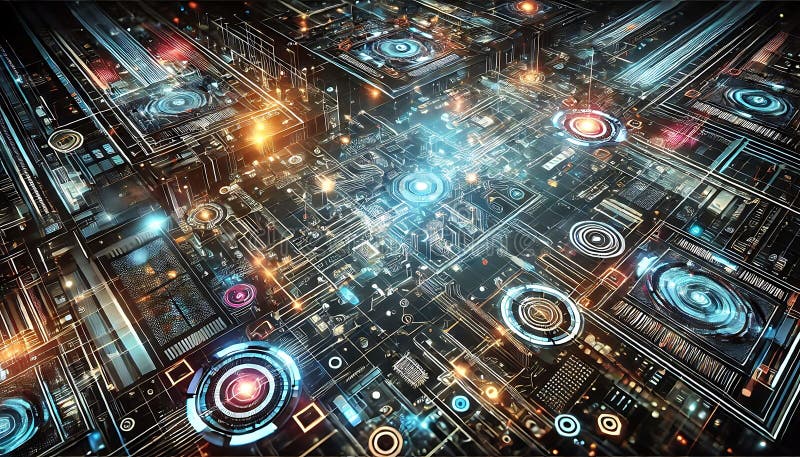 High-tech Futuristic Background Featuring Glowing Circuitry, Digital ...