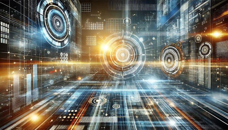 High-tech Futuristic Background with Overlapping Data Visualizations ...