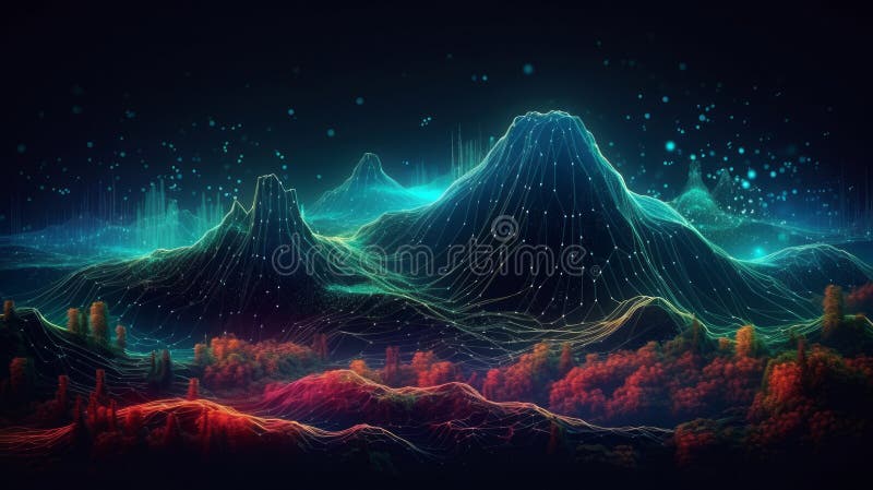 High Tech Futuristic Computer Graphics Background, Illustration AI ...