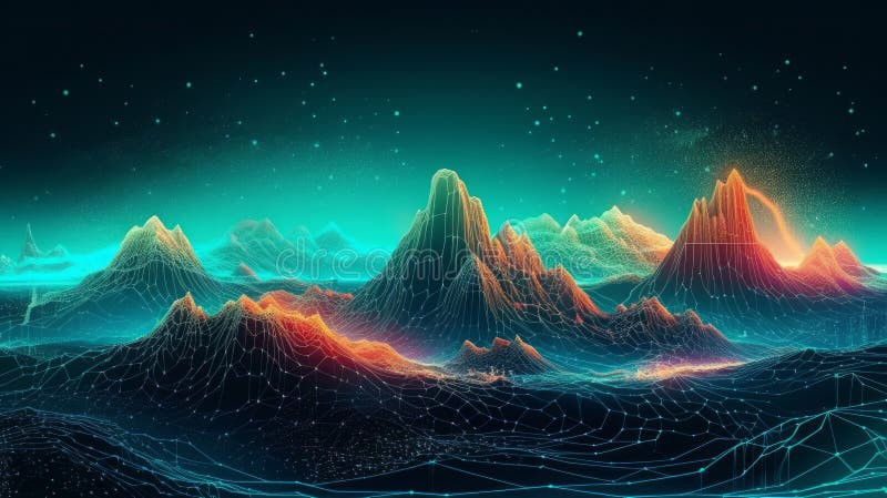 High Tech Futuristic Computer Graphics Background, Illustration AI ...