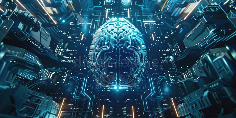 High-tech Futuristic Computer Lab Stock Image - Image of neural ...