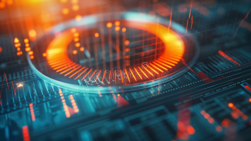 High-tech Futuristic Digital Interface with Glowing Neon Lights Stock ...