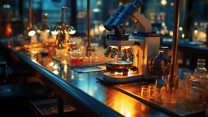 High Tech Futuristic Digital Microscope in Scientific or Medical ...