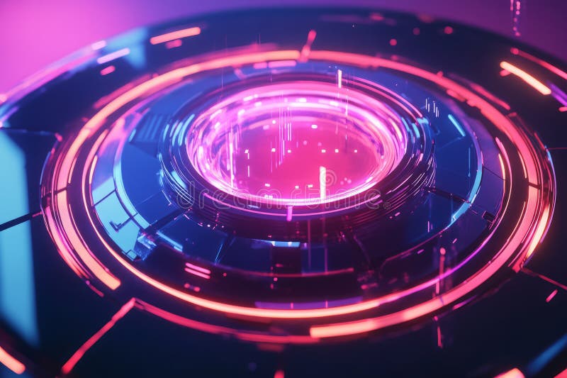 High-tech Futuristic Energy Core, Surrounded by Pulsating Light Waves ...