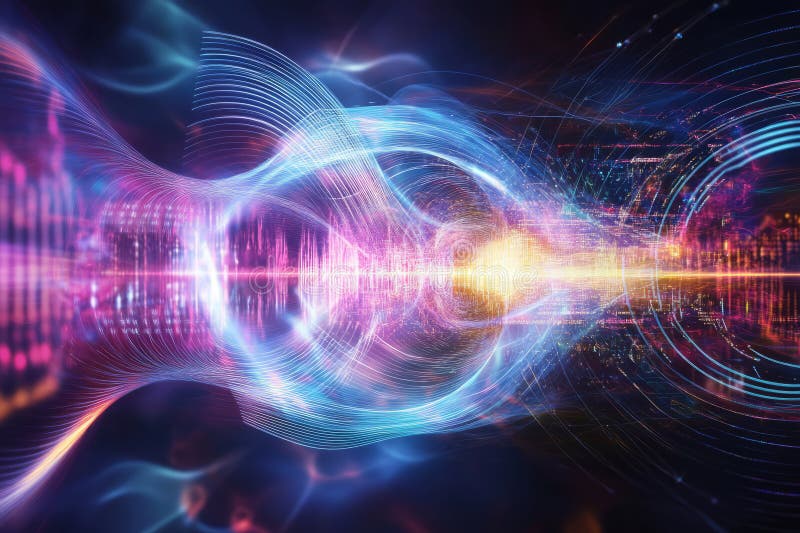 High-tech Futuristic Energy Core, Surrounded by Pulsating Light Waves ...