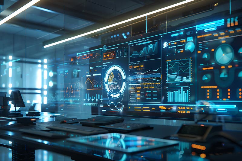 High-Tech Futuristic Interface with Interactive Digital Elements Stock ...