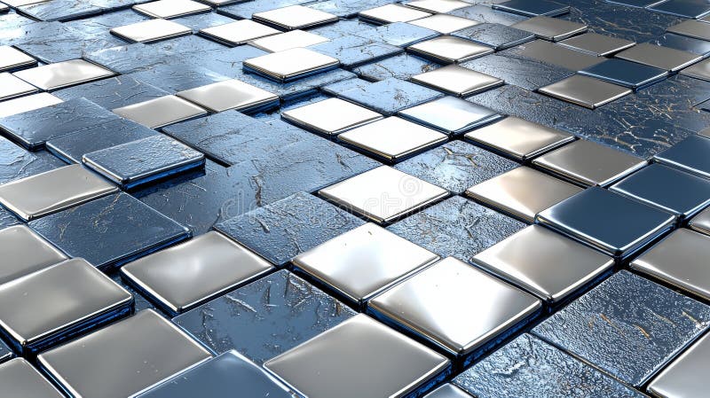 A High-tech Futuristic Interior Decoration, a Shiny Metallic Surface ...