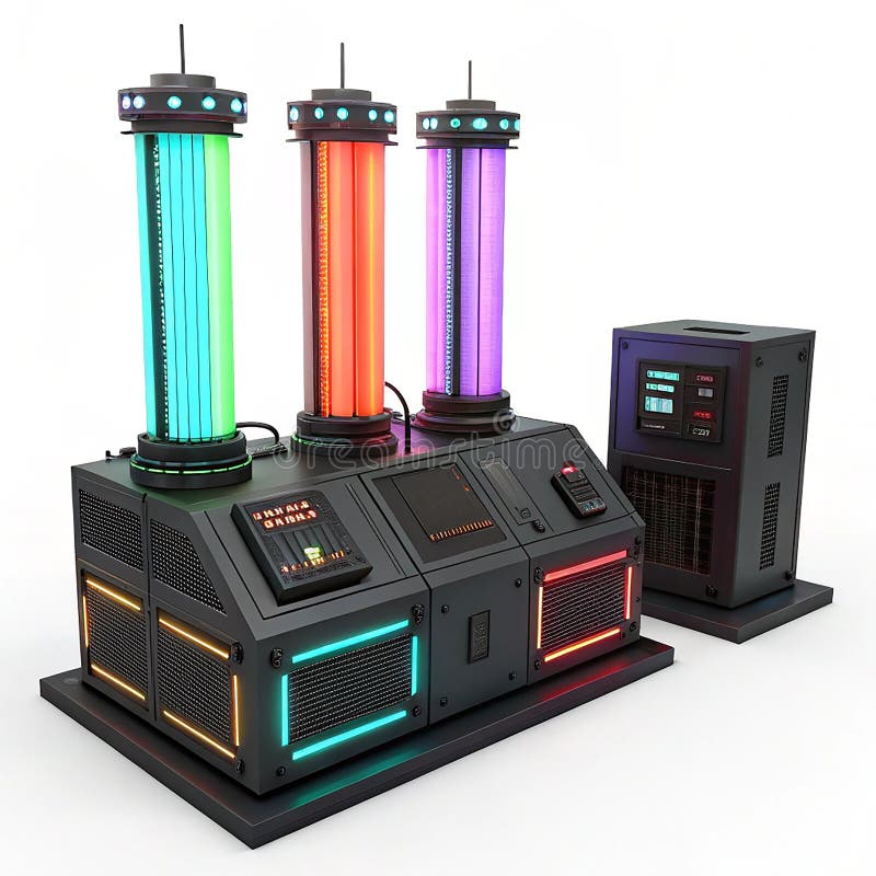 Futuristic Lab Setup with Neon Lighting Stock Illustration ...