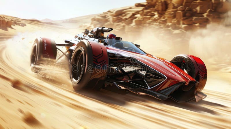 Futuristic Racing Car in a Desert Generative AI Stock Photo - Image of ...