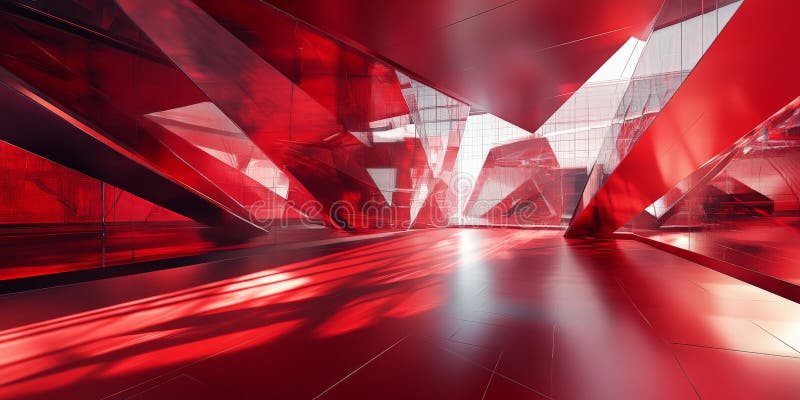 A High-tech, Futuristic Red Room with Transparent Glass Floors ...