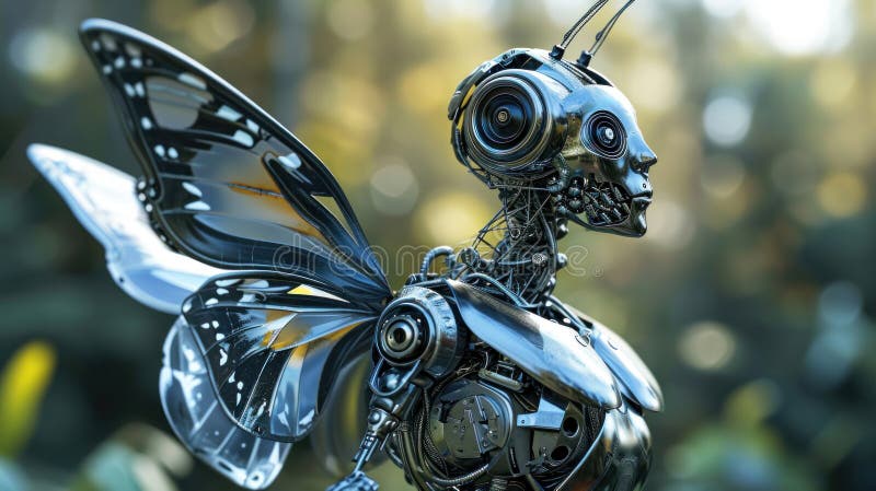 High-tech Futuristic Robot Fairy Against the Backdrop of Nature, Stock ... High-tech Futuristic Robot Fairy Against the Backdrop of Nature, Stock ...
