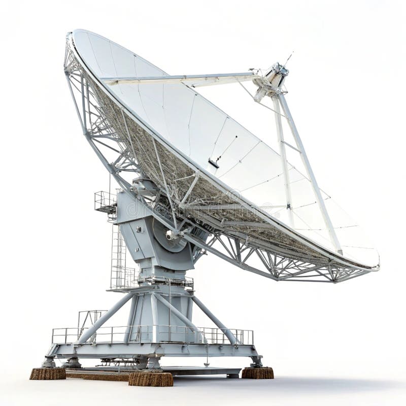 Futuristic Satellite Dish Isolated on White Background Stock ...