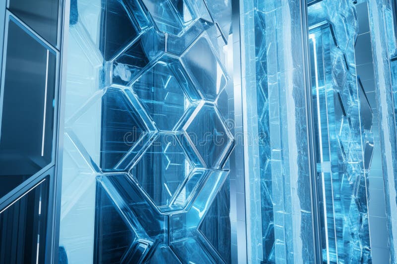 A High-tech Futuristic Skyscraper with Hexagonal Glass Windows that ...