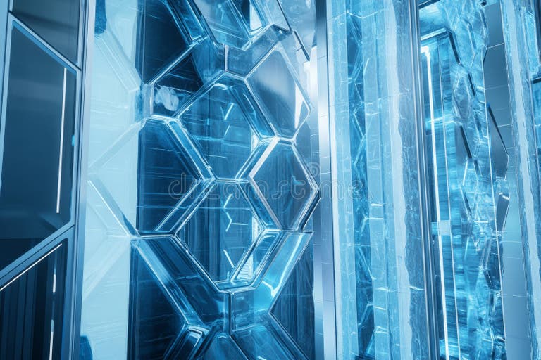 A High-tech Futuristic Skyscraper with Hexagonal Glass Windows that ...