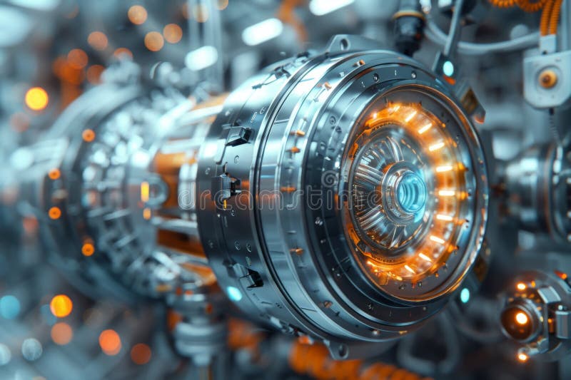 A High-tech Futuristic Turbine Engine with Fans. Jet Engine with Drive ...