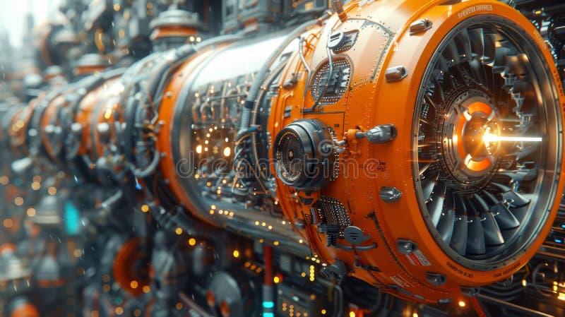 A High-tech Futuristic Turbine Engine with Fans. Jet Engine with Drive ...