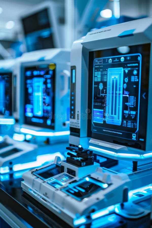 High-tech Gadget Surrounded by Advanced Devices in Cool Blue and White ...