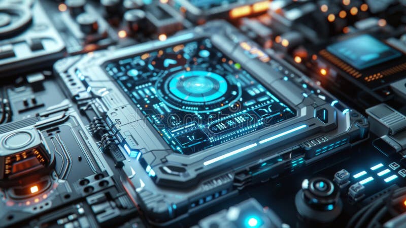 High-tech Gadgets with Illuminated Screen in Cool Blue and White Color ...