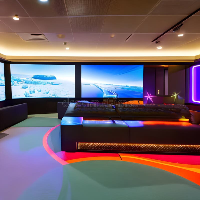 A High-tech Gaming Lounge with Immersive Virtual Reality Setups, Motion ...