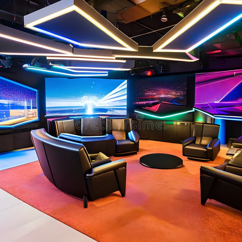 A High-tech Gaming Lounge with Immersive Virtual Reality Setups, Motion ...