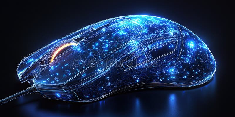 High-tech Gaming Mouse with Luminous Blue Lights and a Futuristic ...