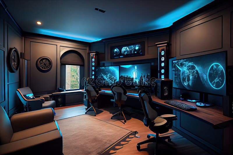 High-tech Gaming Room with Custom Built Computers, Surround Sound, and ...