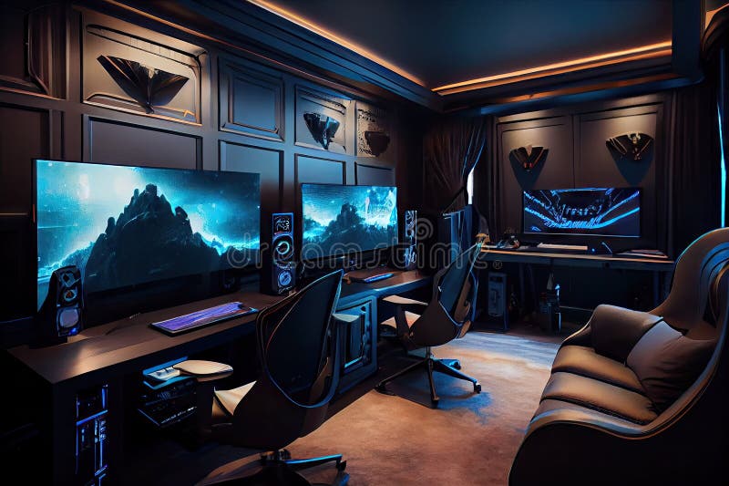 High-tech Gaming Room with Custom Built Computers, Surround Sound, and ...