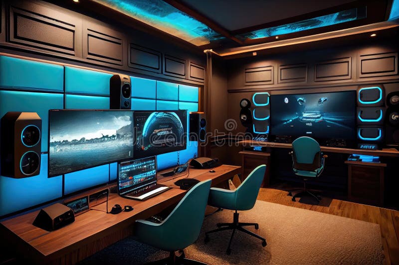 High-tech Gaming Room with Custom Built Computers, Surround Sound, and ...