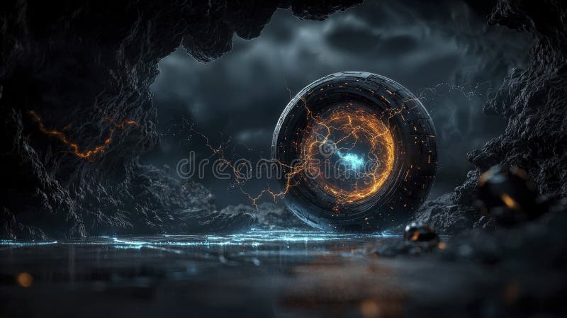 High-tech Gateway Activation Futuristic Cave Digital Artwork Sci-fi ...