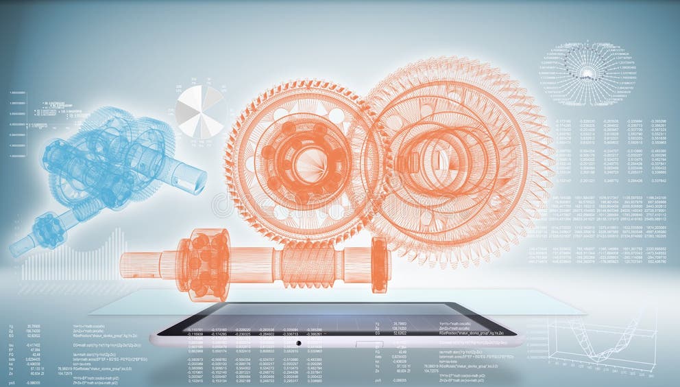 High-tech Gear on a Blue Background Stock Illustration - Illustration ...