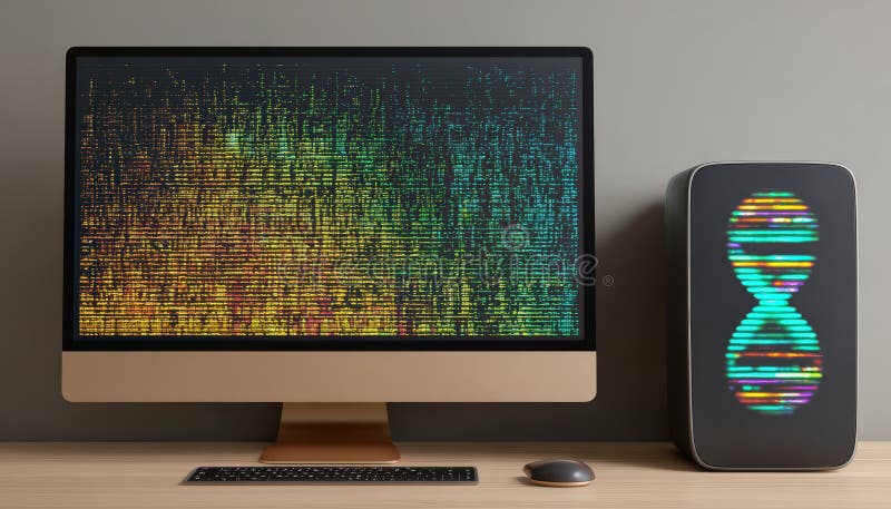 High Tech Gene Sequencer and Colorful Data Display in Modern Stock ...